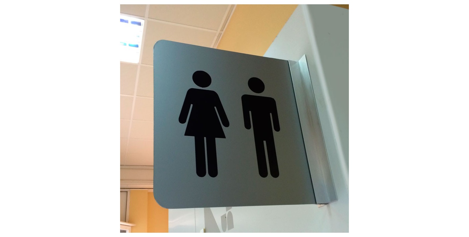 Drapeau signalétique Toilettes en aluminium brossé avec vinyle ...