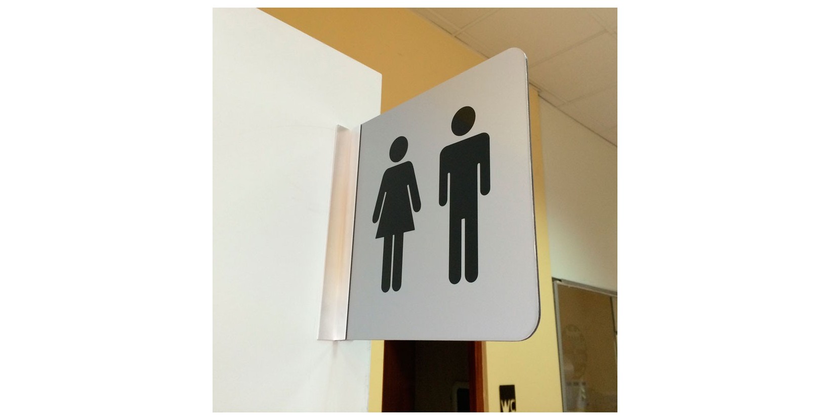 Drapeau signalétique Toilettes en aluminium brossé avec vinyle ...