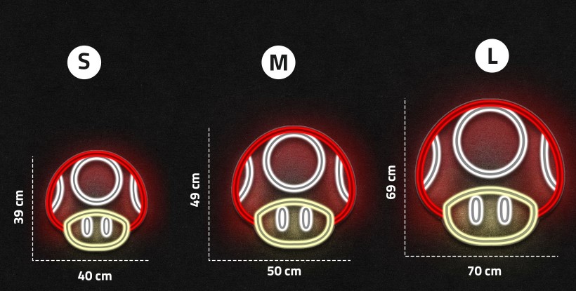 Néon led inspiré du champignon Mario Bros, Toad