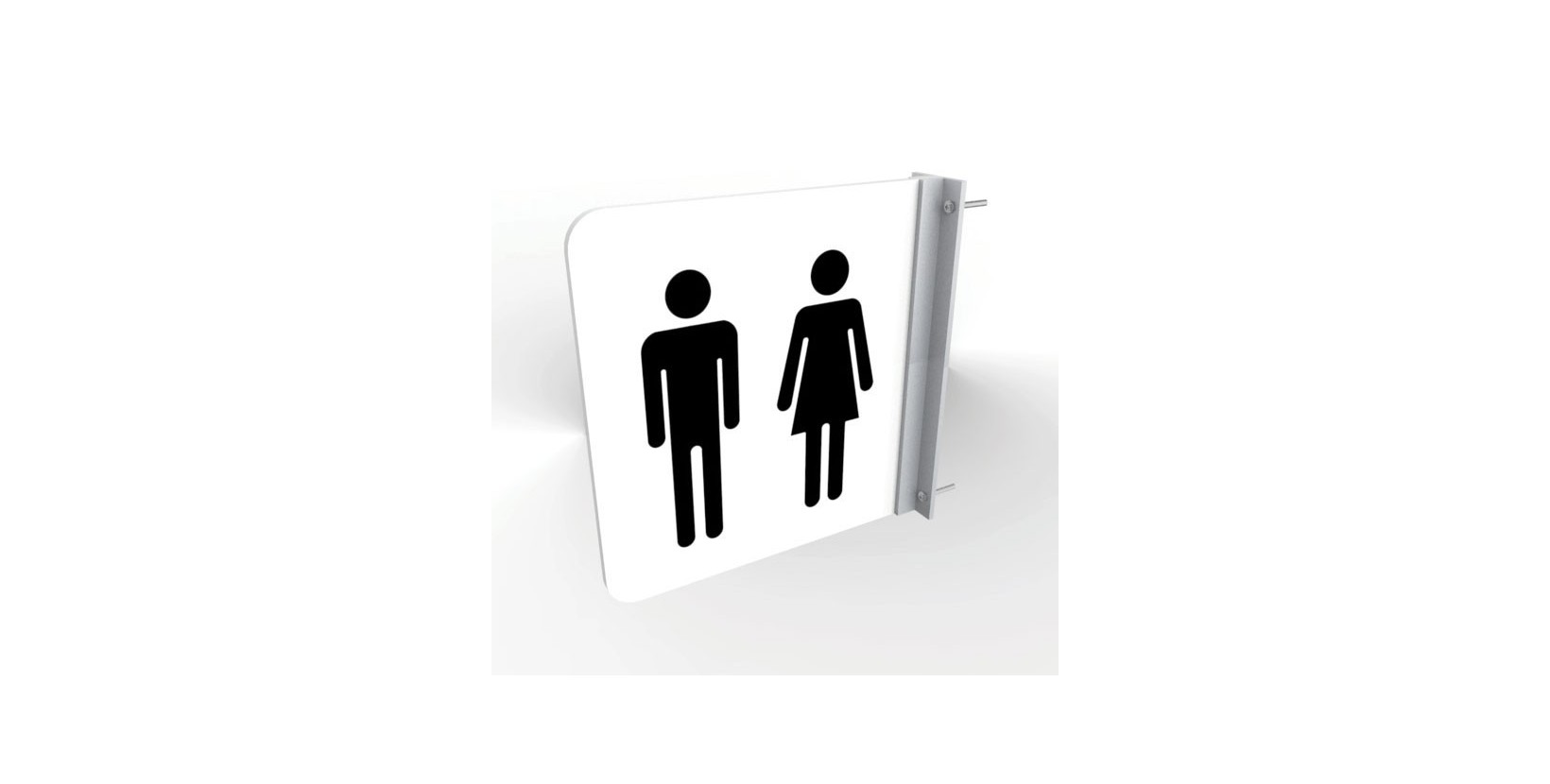 Drapeau signalétique Toilettes en aluminium brossé avec vinyle ...