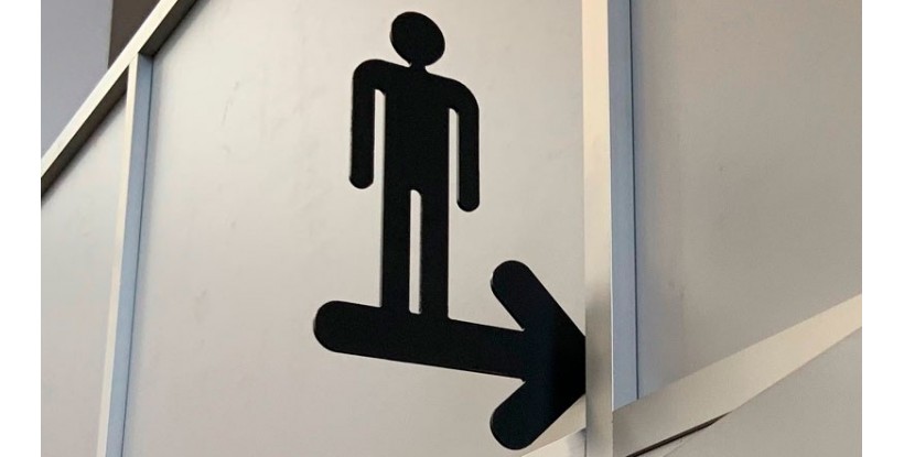 Signalisation de toilette perpendiculaire| Enseigne drapeau toilette